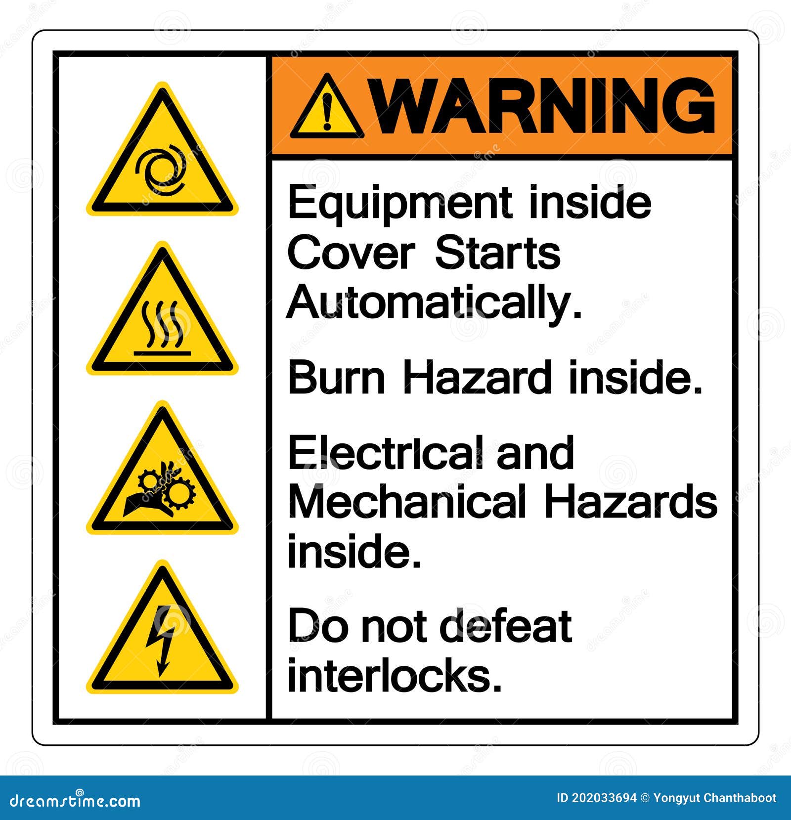 Warning Equipment Inside Cover Starts Automatically Burn Hazard Inside ...