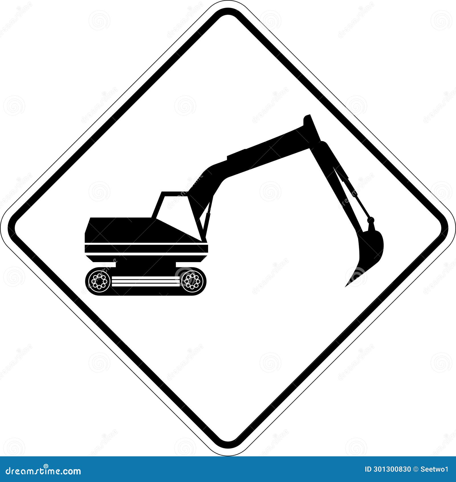 Warning excavator sign stock vector. Illustration of digger - 301300830