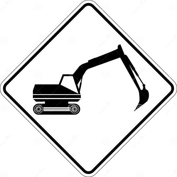 Warning excavator sign stock vector. Illustration of digger - 301300830