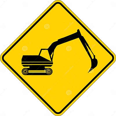 Warning excavator sign stock vector. Illustration of dangerous - 301300833