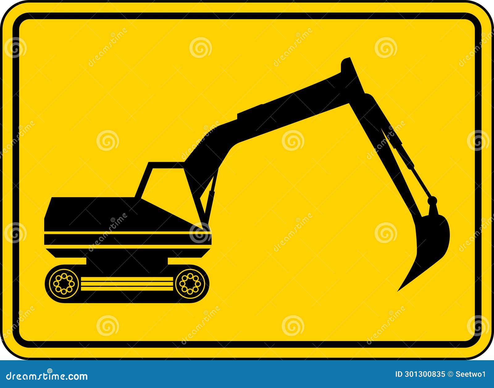 Warning excavator sign stock vector. Illustration of digger - 301300835