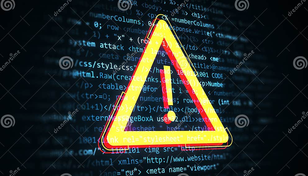 Warning Exclamation Sign with Digital Code in Background Highlighting ...