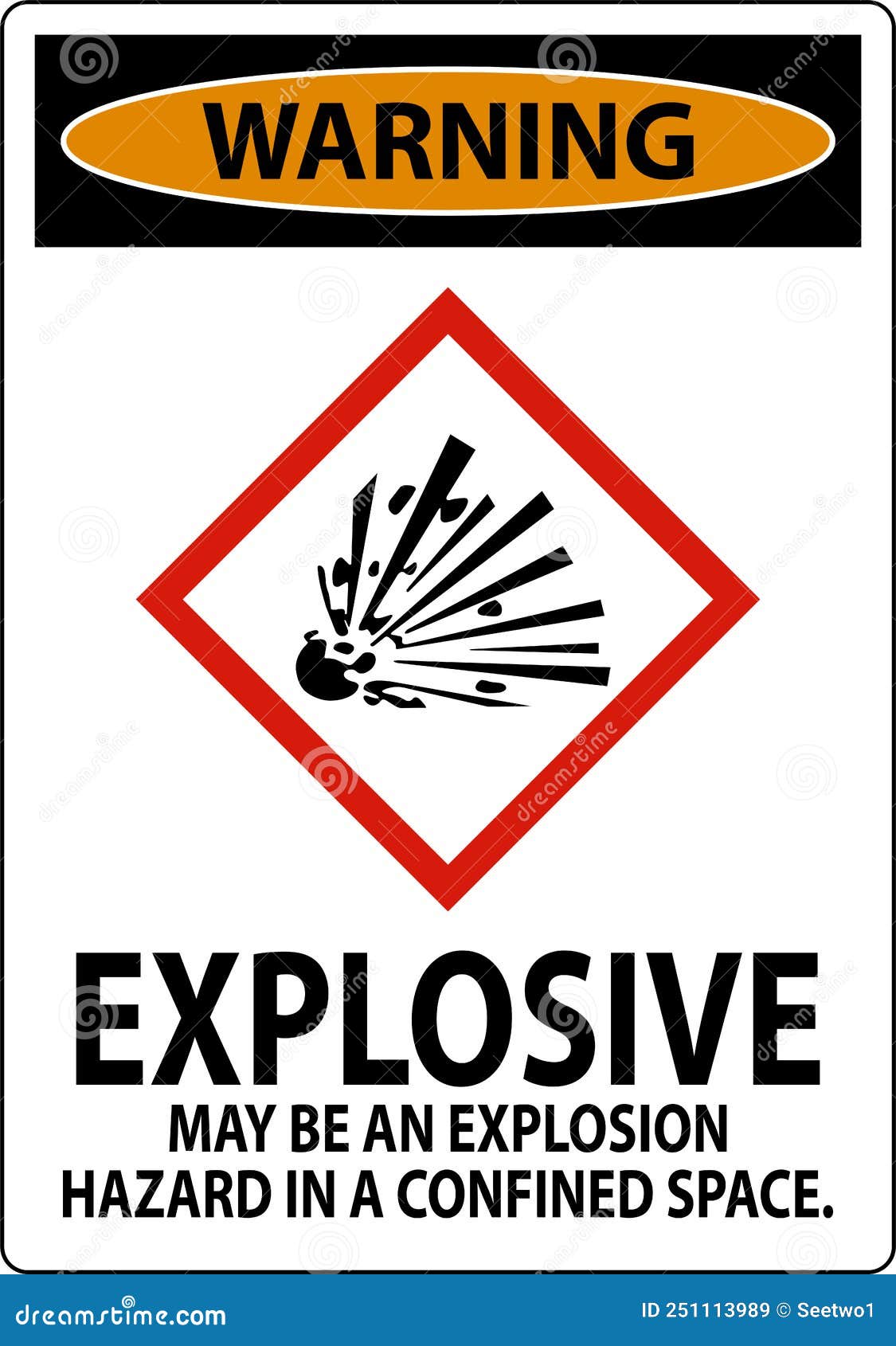 Warning Explosive GHS Sign on White Background Stock Vector ...