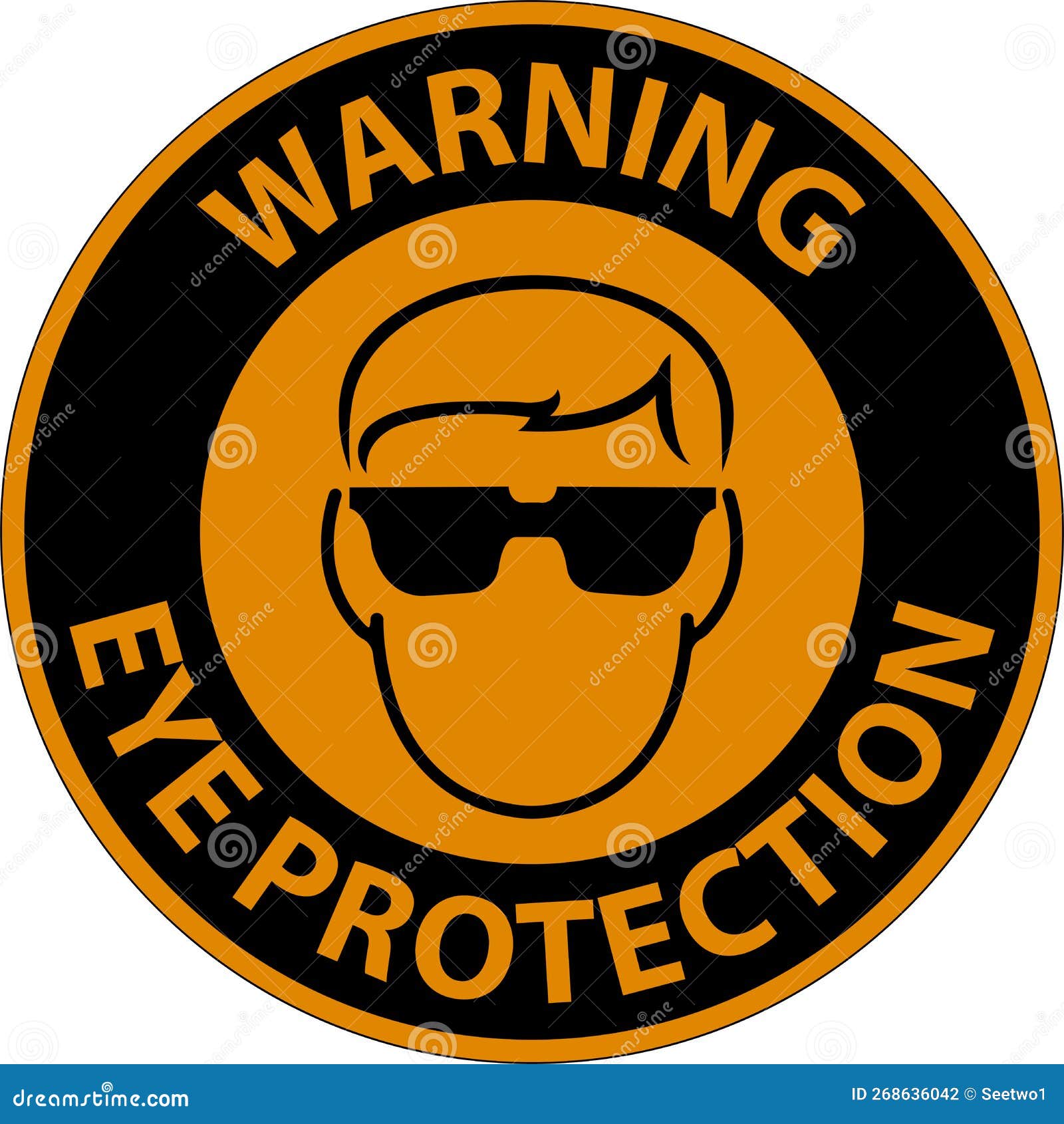 Warning Eye Protection Area Symbol Sign on White Background Stock ...