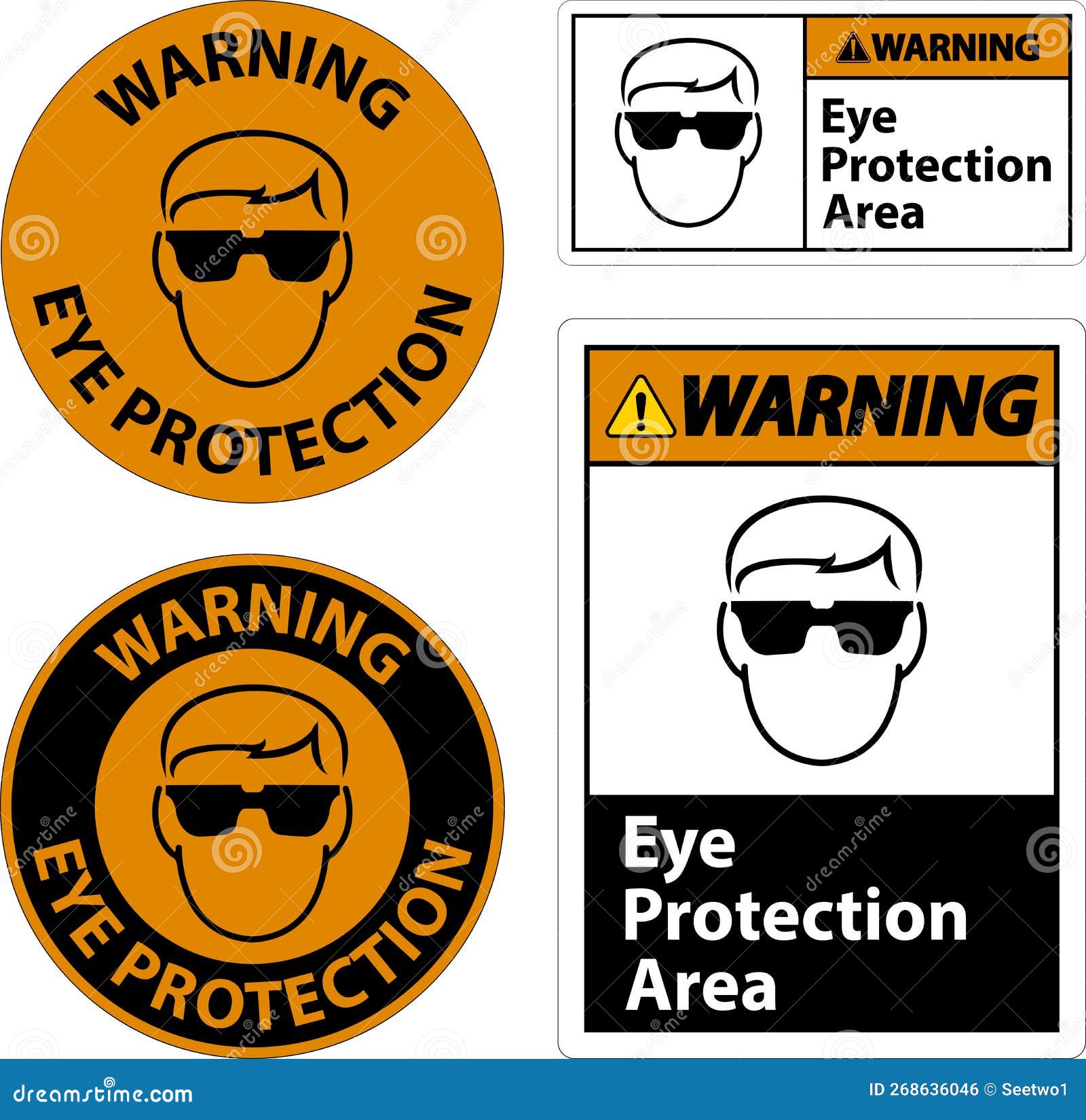 Warning Eye Protection Area Symbol Sign on White Background Stock ...