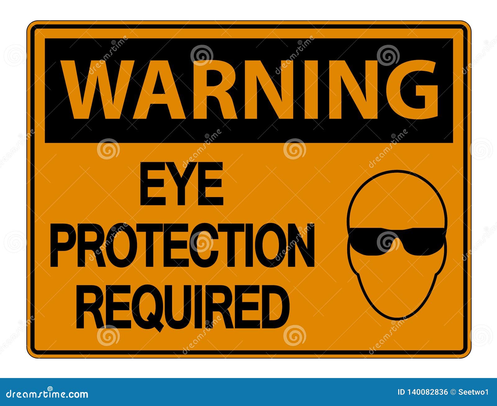 Symbol Warning Eye Protection Required Wall Sign on White Background ...