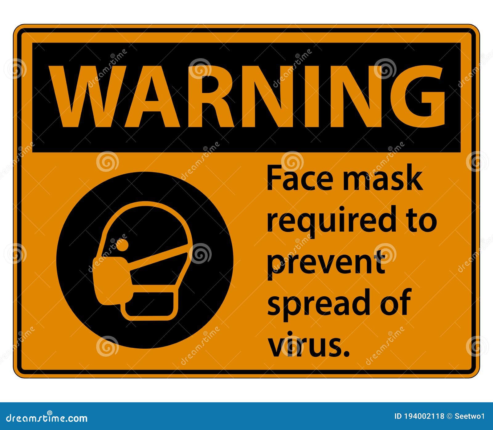 Warning Face Mask Required Symbol Sign,Vector Illustration, Isolated On ...