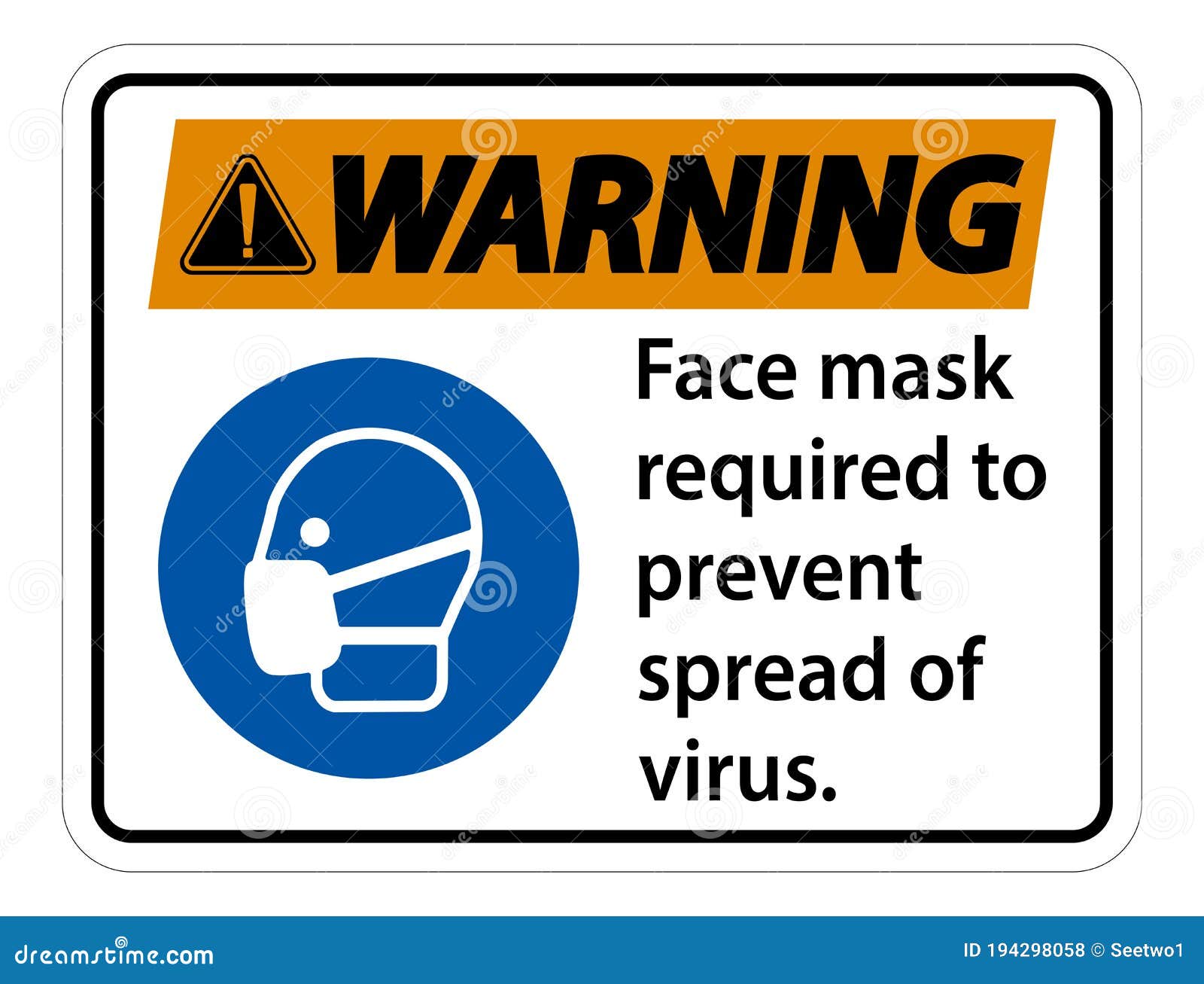 Warning Face Mask Required Symbol Sign,Vector Illustration, Isolated On ...