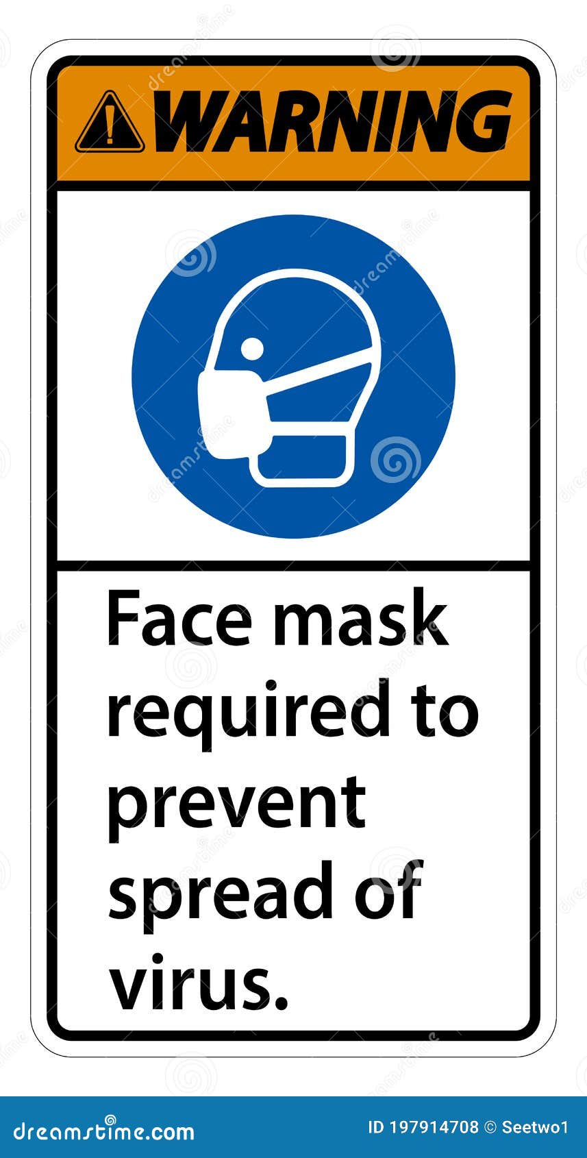 Warning Face Mask Required Symbol Sign,Vector Illustration, Isolated On ...