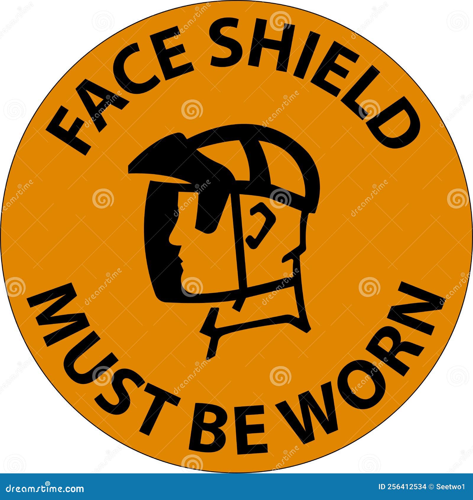 Warning Face Shield Must Be Worn Sign on White Background Stock Vector ...