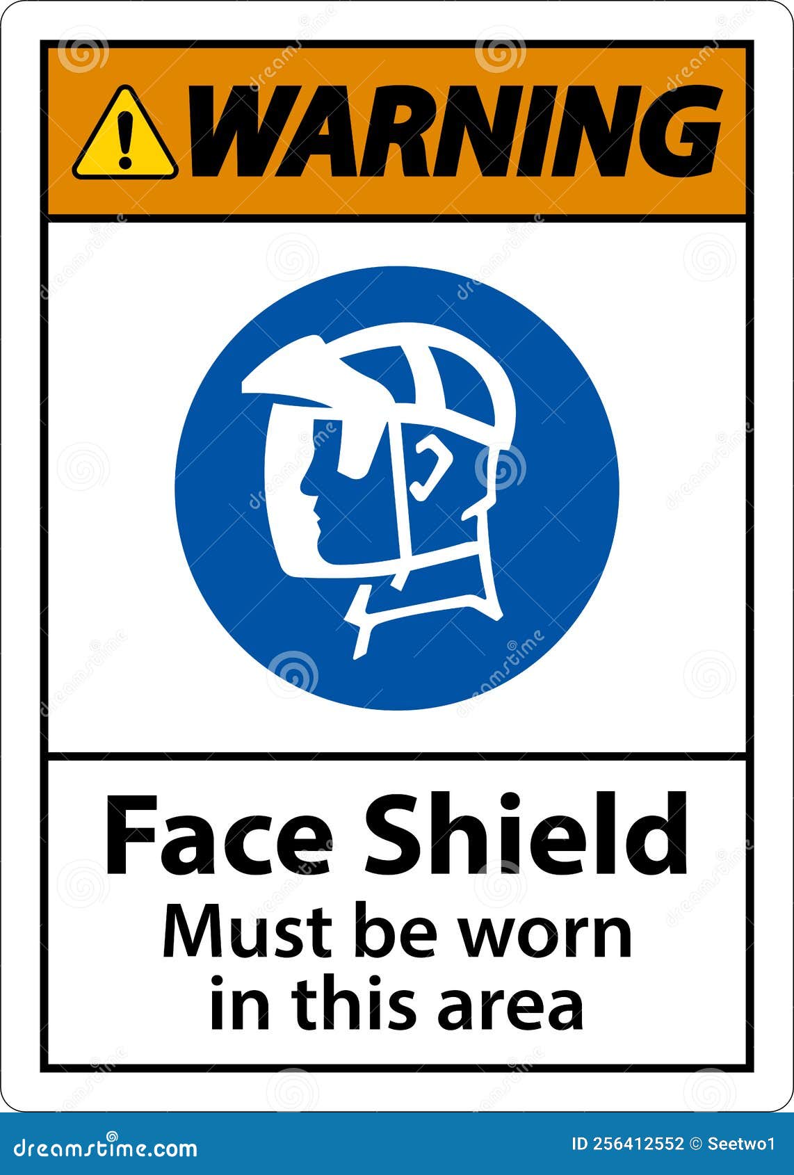 Warning Face Shield Must Be Worn Sign on White Background Stock Vector ...