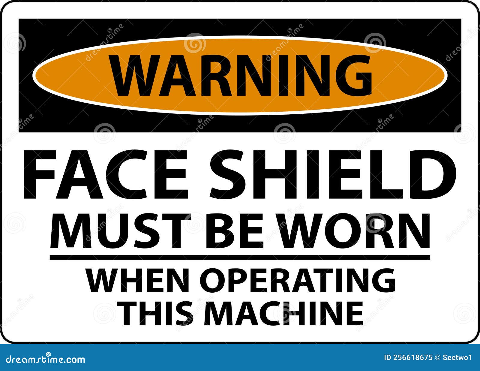 Warning Face Shield Must Be Worn Sign on White Background Stock Vector ...