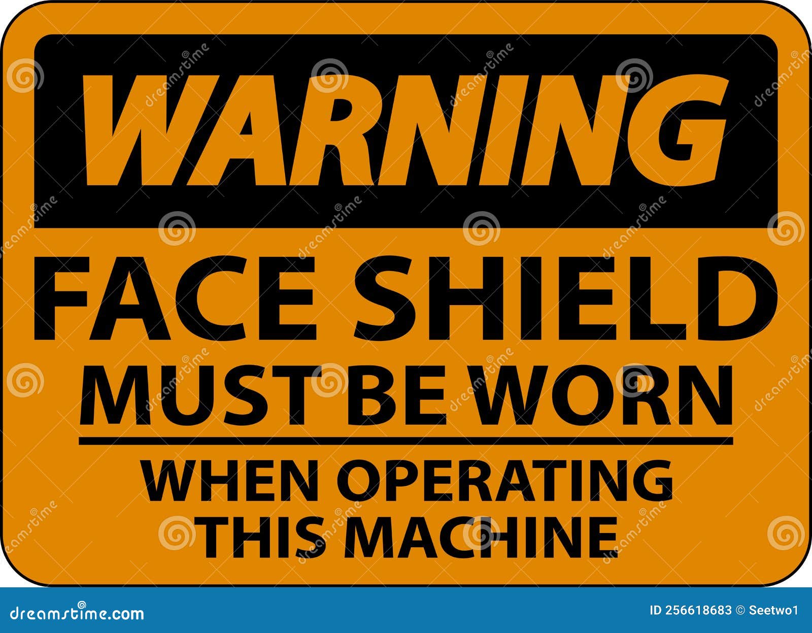 Warning Face Shield Must Be Worn Sign on White Background Stock Vector ...