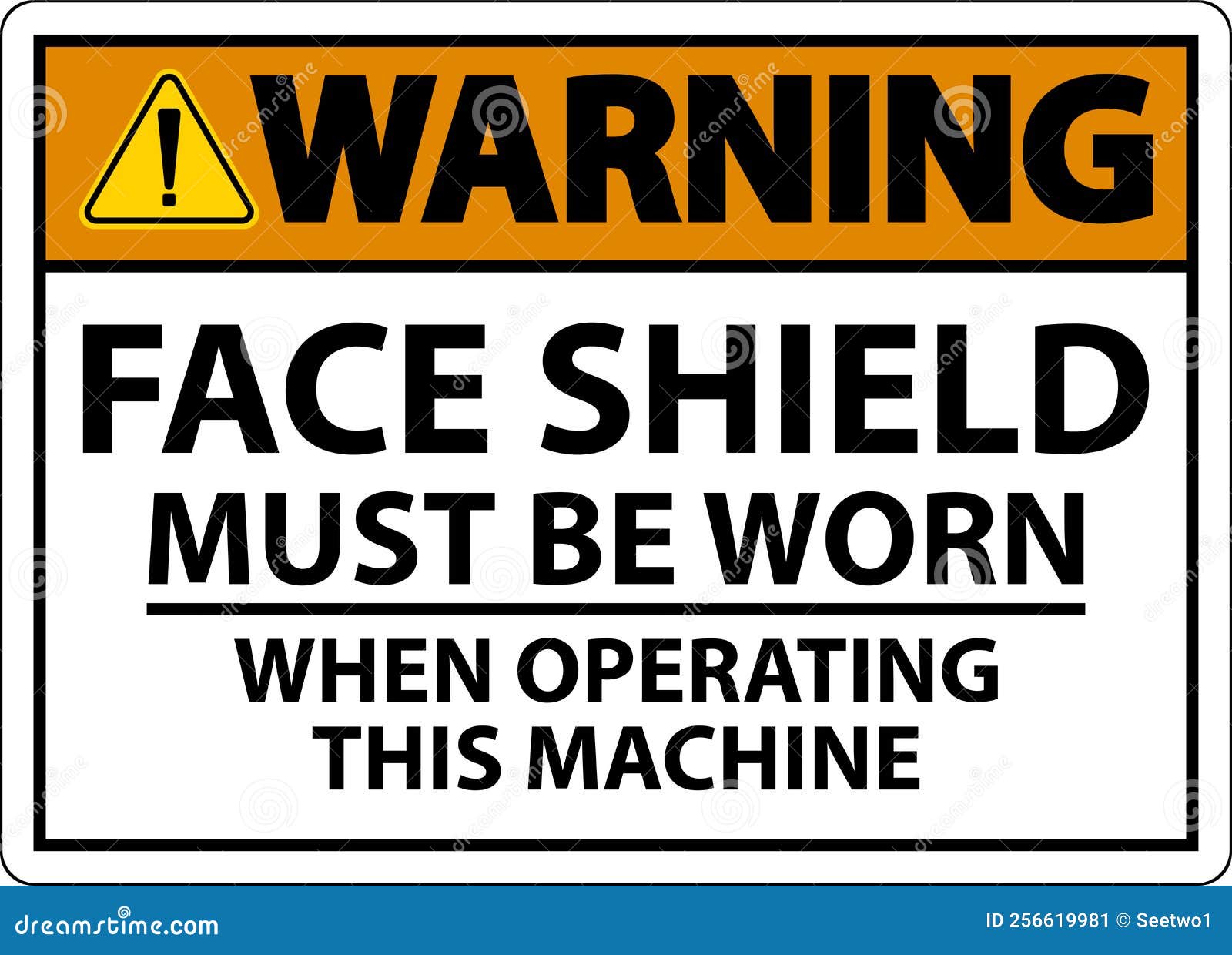 Warning Face Shield Must Be Worn Sign on White Background Stock Vector ...