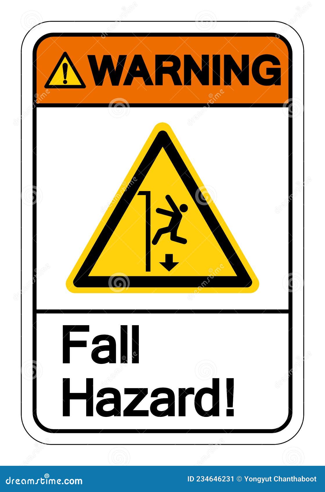 Warning Fall Hazard Symbol Sign, Vector Illustration, Isolate on White ...