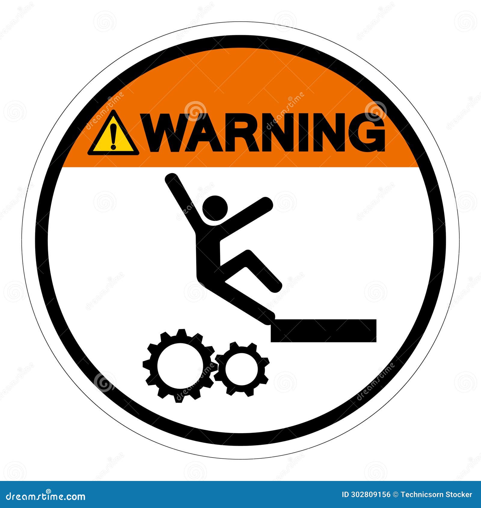 Warning Falling of Moving Machinery Hazard Symbol Sign, Vector ...