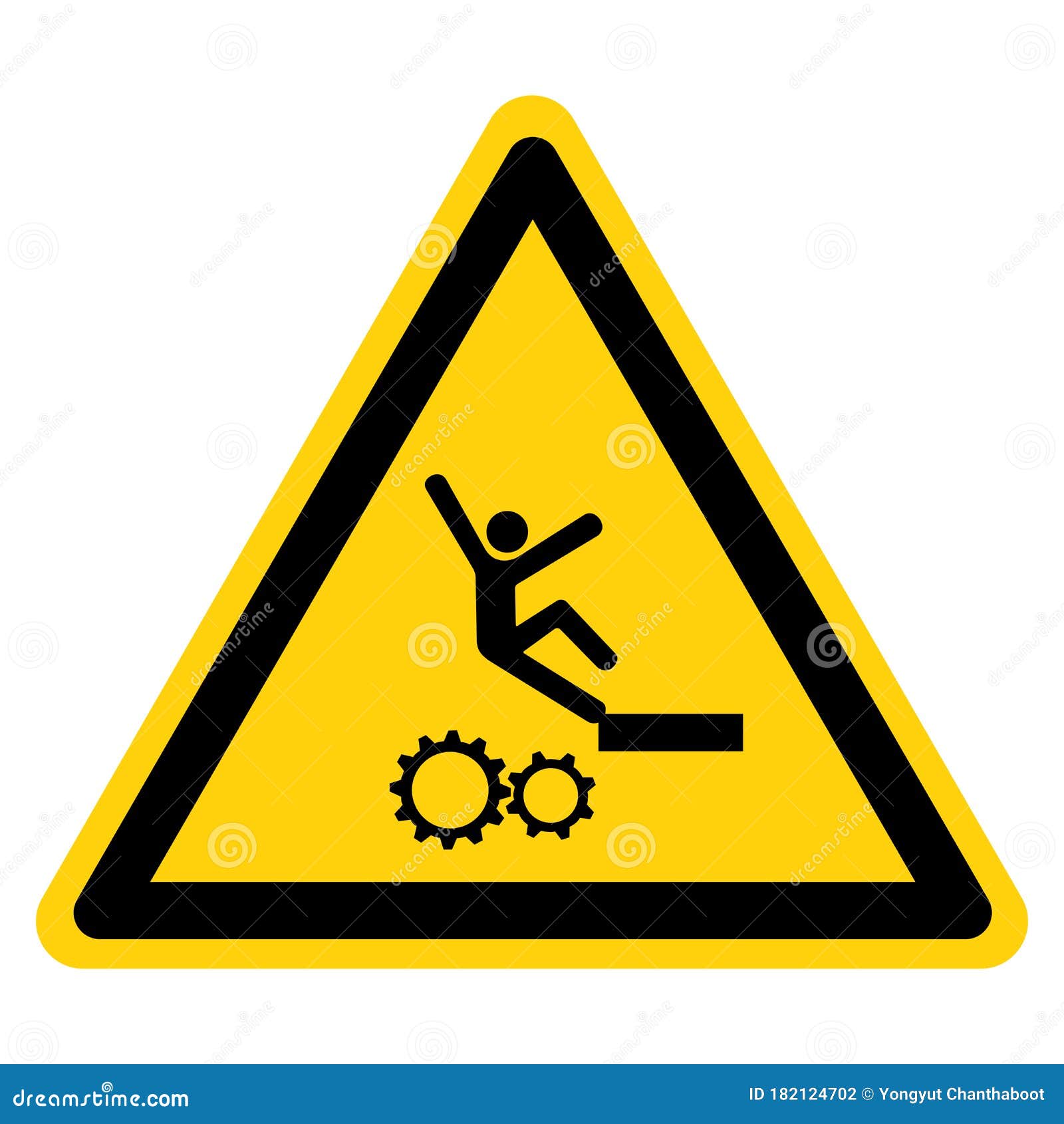 Warning Falling of Moving Machinery Hazard Symbol Sign ,Vector ...