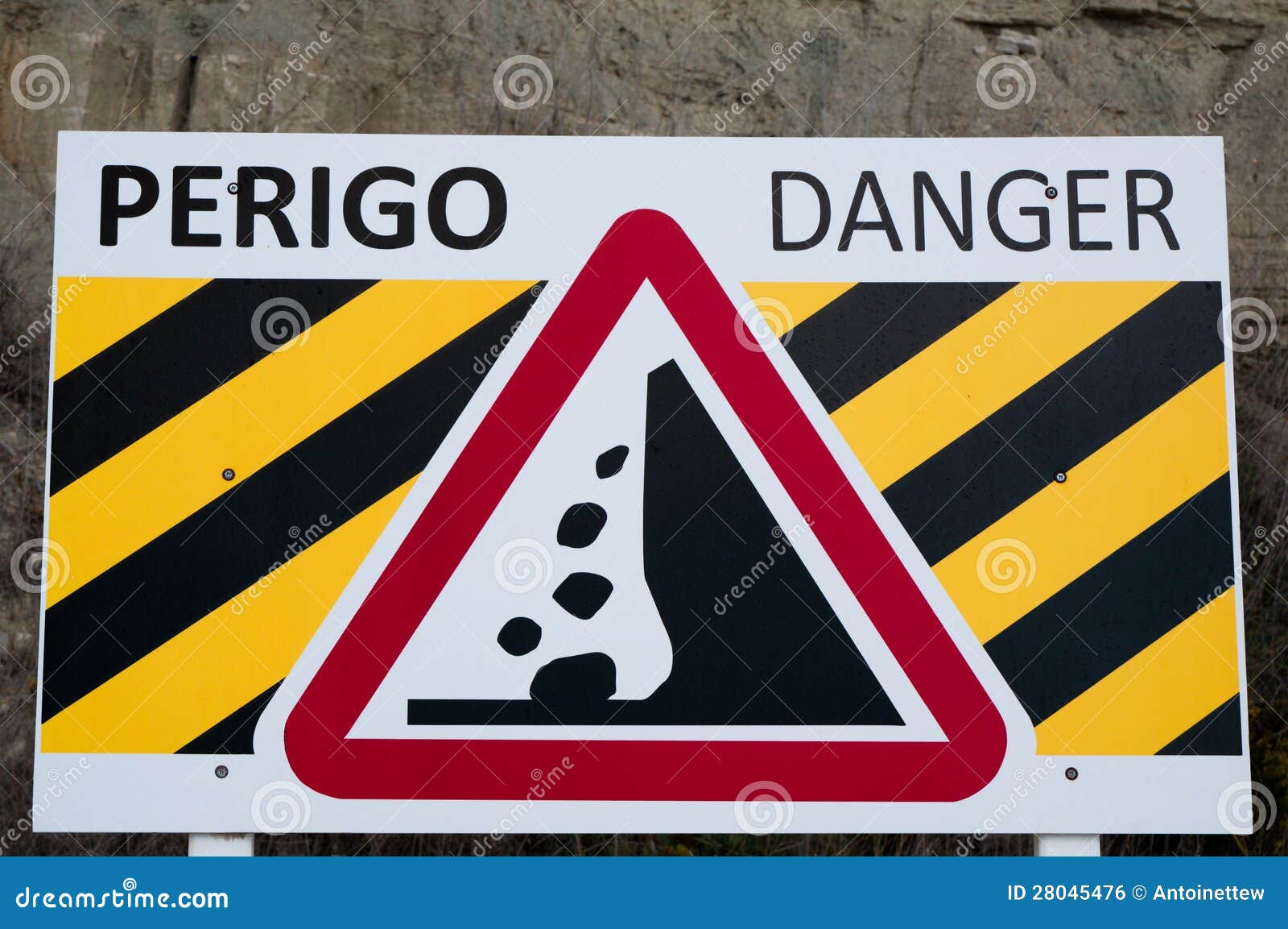 Warning for Falling Rock Stones Stock Photo - Image of board, perigo ...