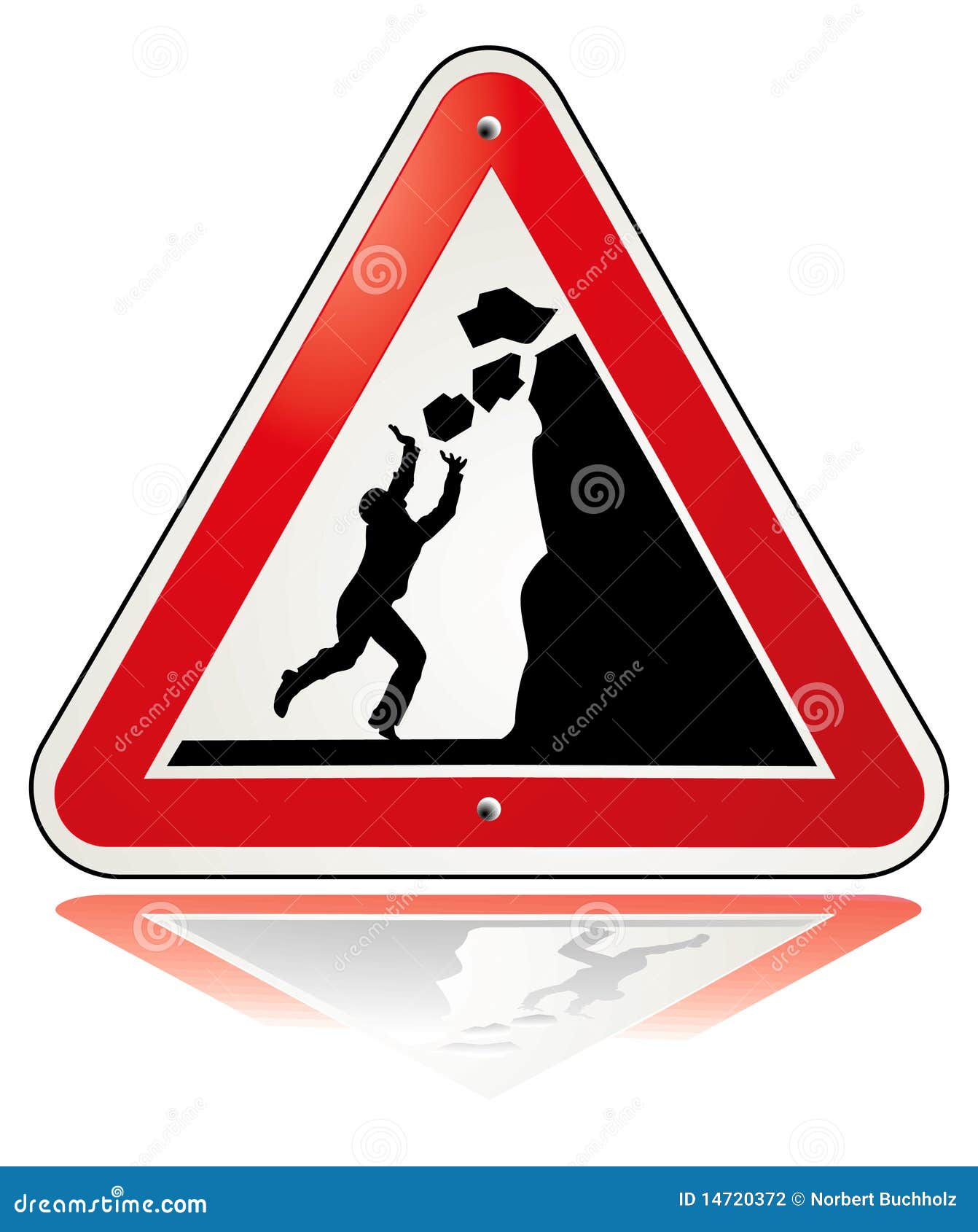 Warning falling rocks stock vector. Illustration of sign - 14720372