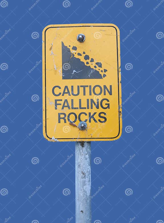 Warning falling rocks sign stock photo. Image of indication - 2087448
