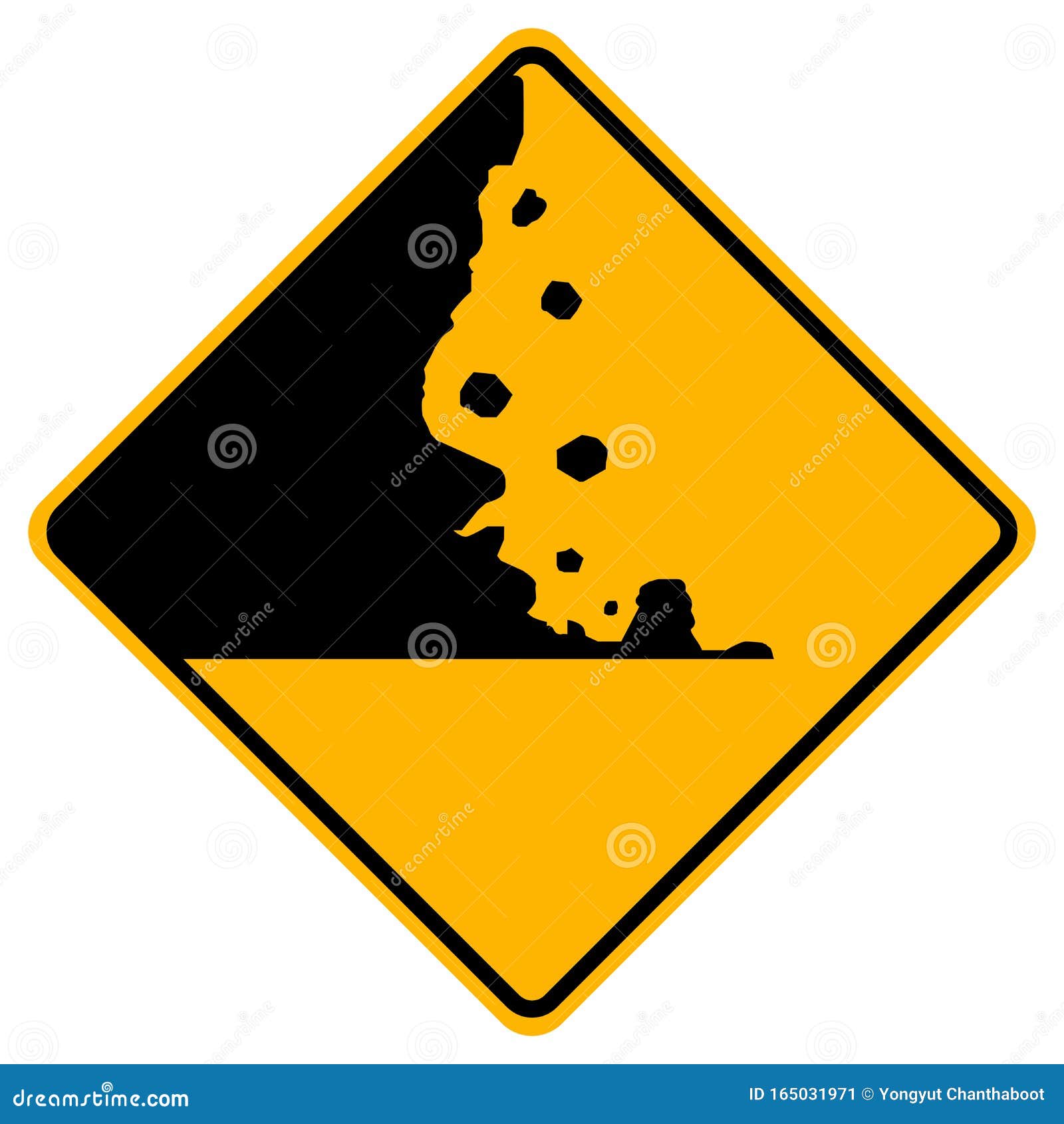 Warning Falling Rocks Traffic Road Sign,Vector Illustration, Isolate on ...