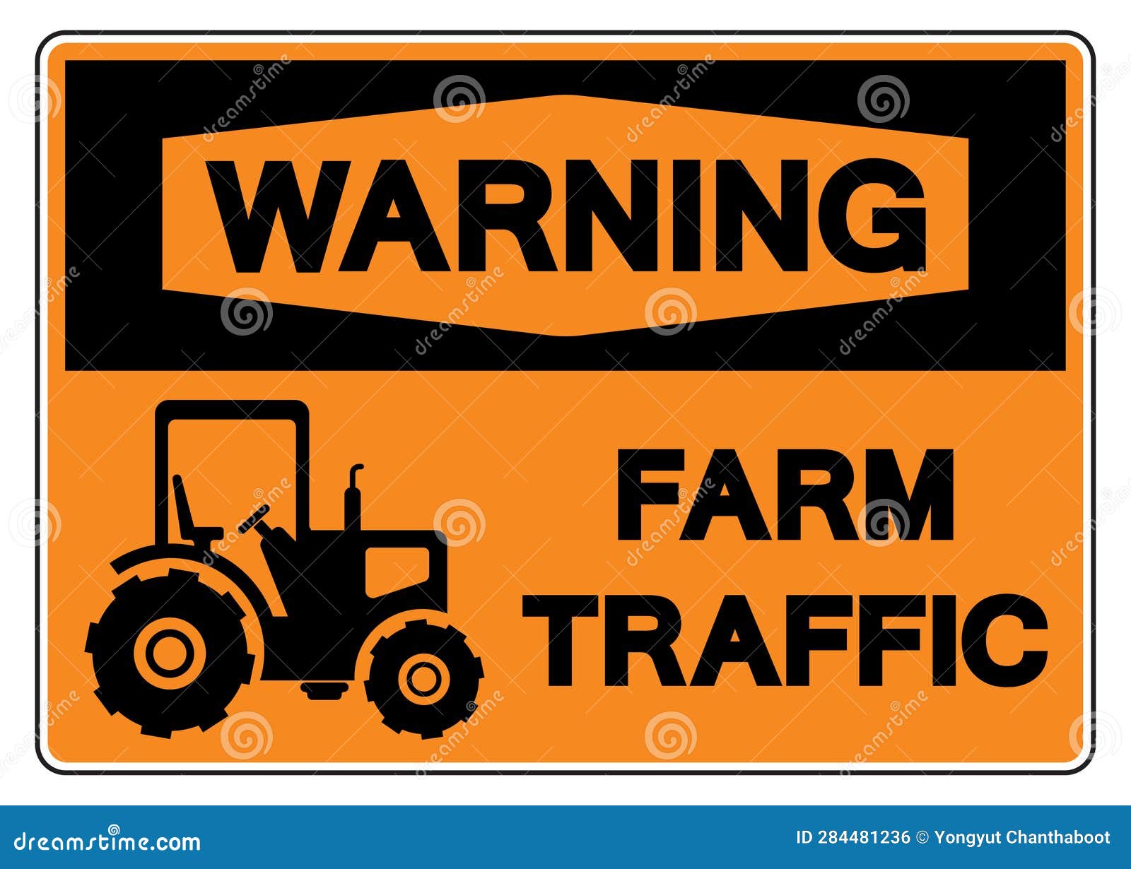 Warning Farm Traffic Symbol Sign, Vector Illustration, Isolate on White ...