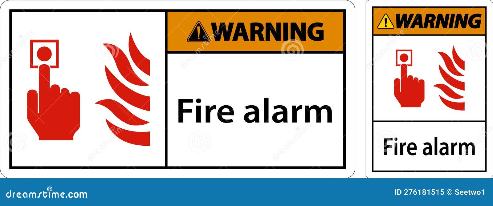 Warning Fire Alarm Sign on White Background Stock Vector - Illustration ...