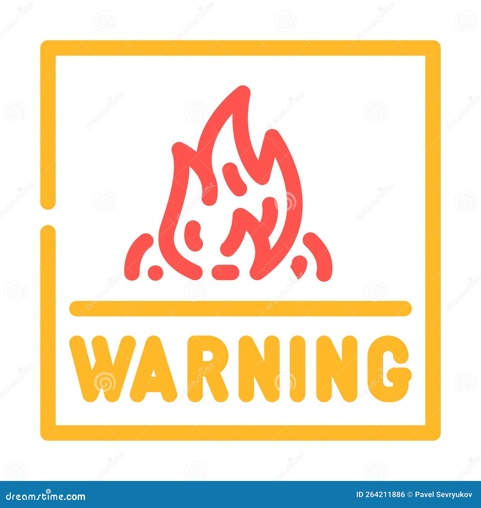 Warning Fire Color Icon Vector Illustration Stock Vector - Illustration ...
