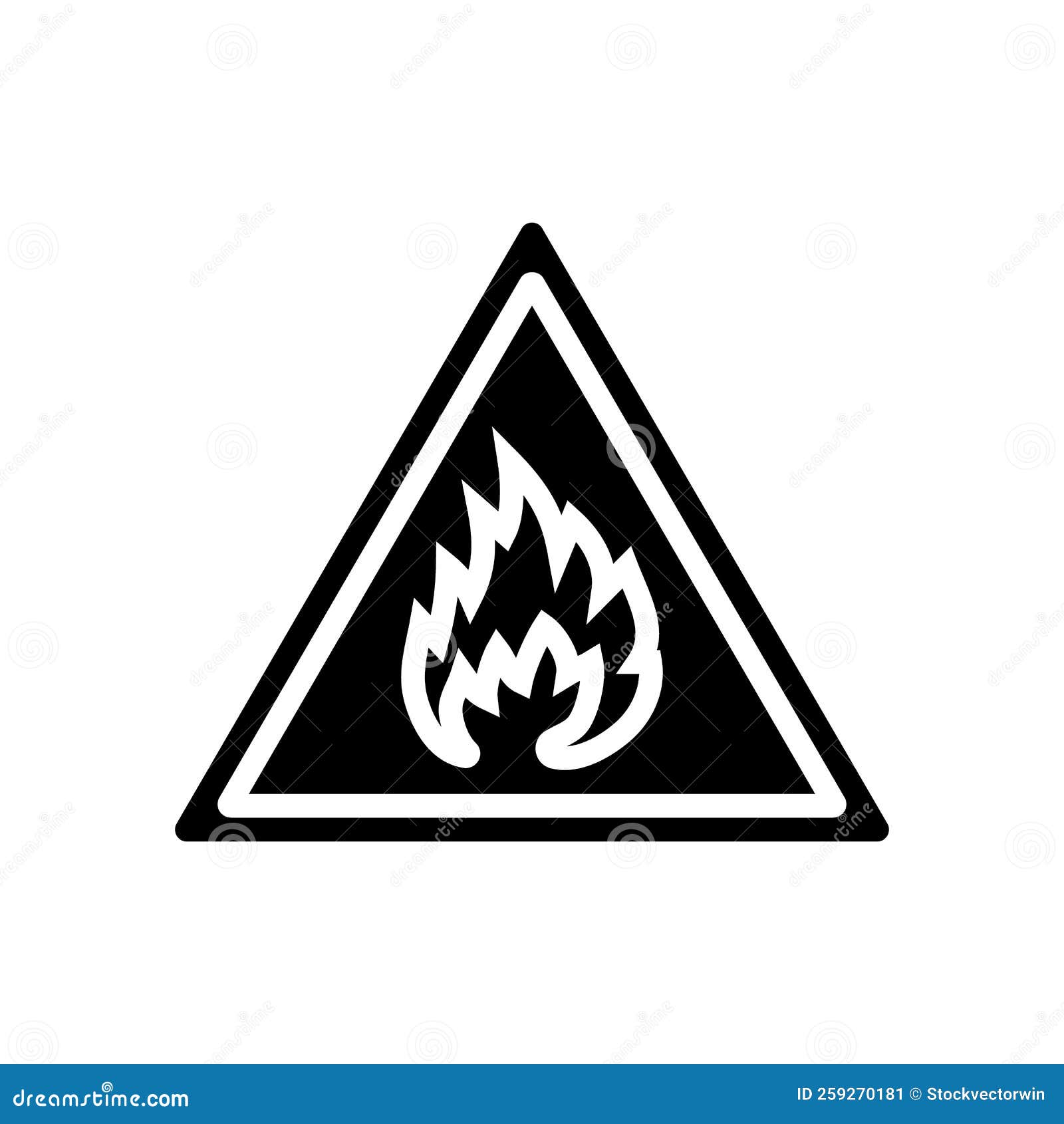 Warning Fire Glyph Icon Vector Illustration Stock Vector - Illustration ...