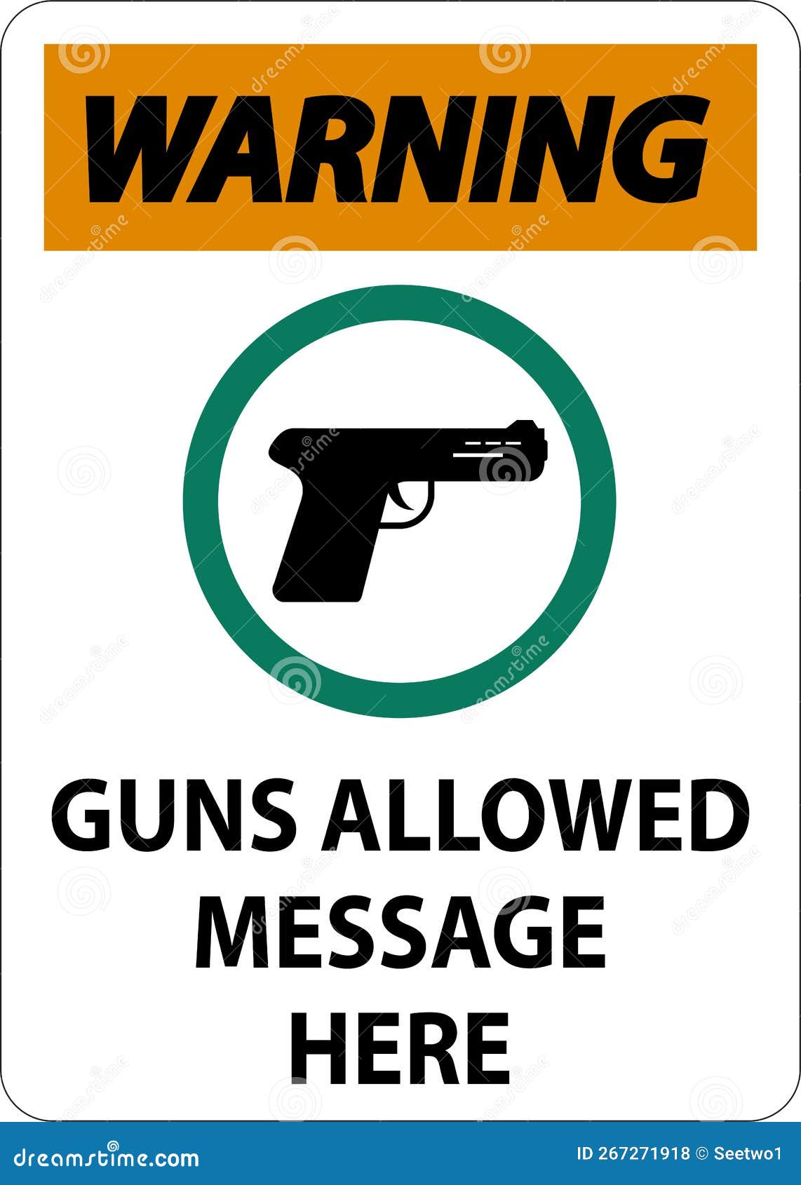 Warning Firearms Allowed Sign Guns Allowed Message Here Stock Vector ...