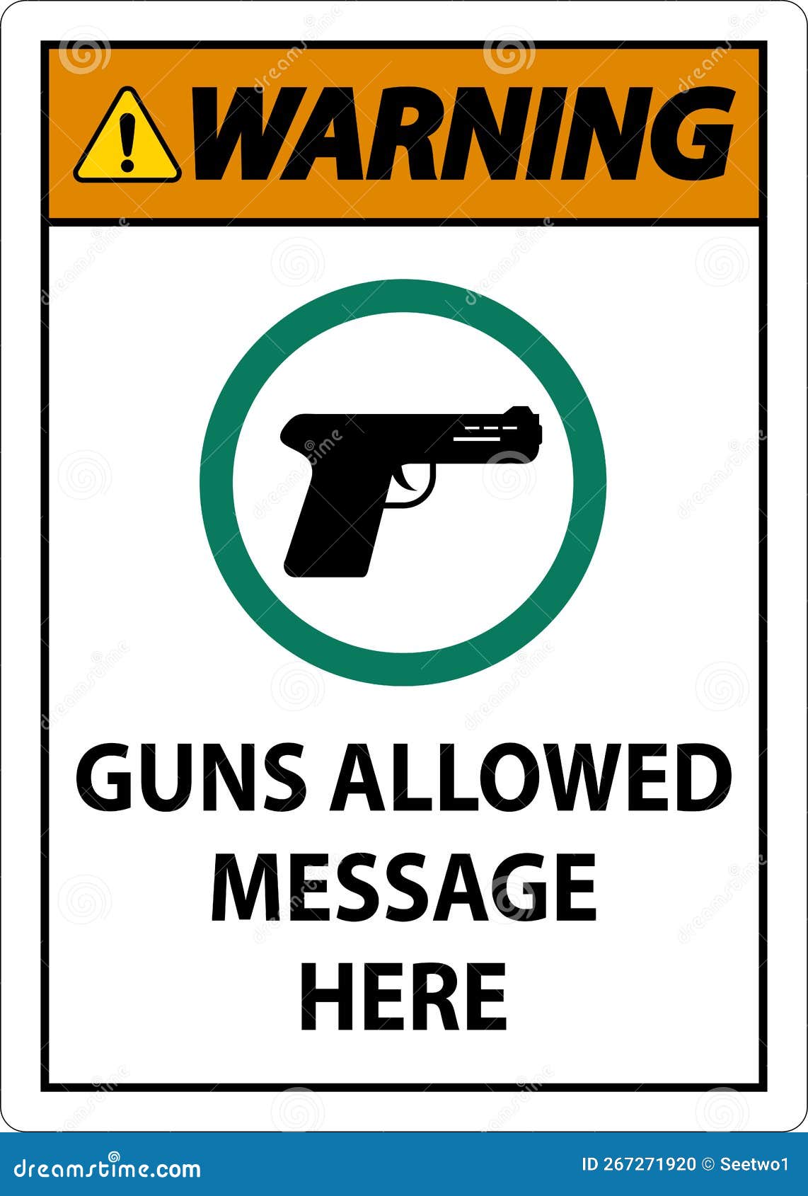 Warning Firearms Allowed Sign Guns Allowed Message Here Stock Vector ...