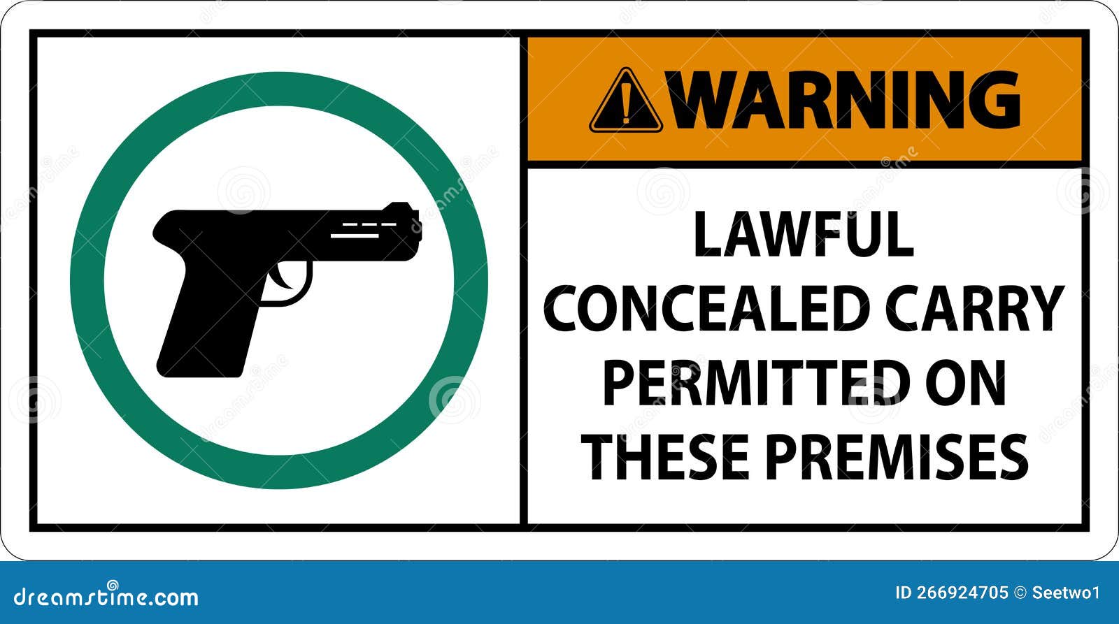 Warning Firearms Allowed Sign Lawful Concealed Carry Permitted on these ...
