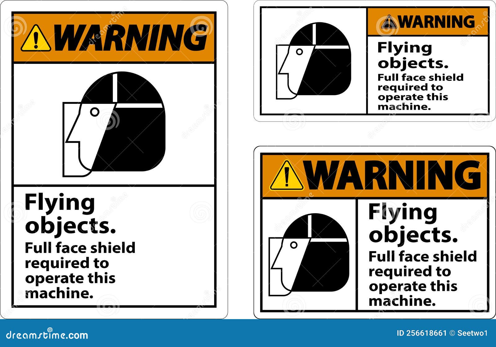 Warning Flying Object Face Shield Required Sign on White Background ...