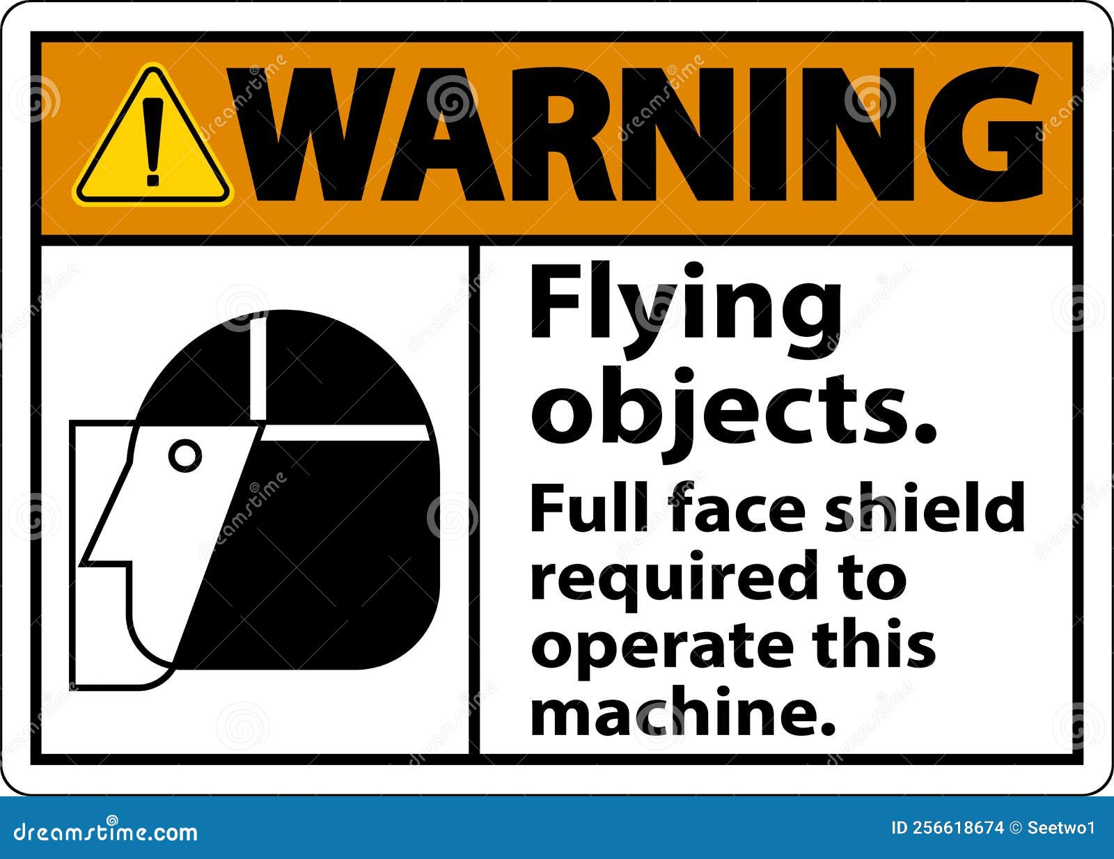 Warning Flying Object Face Shield Required Sign on White Background ...
