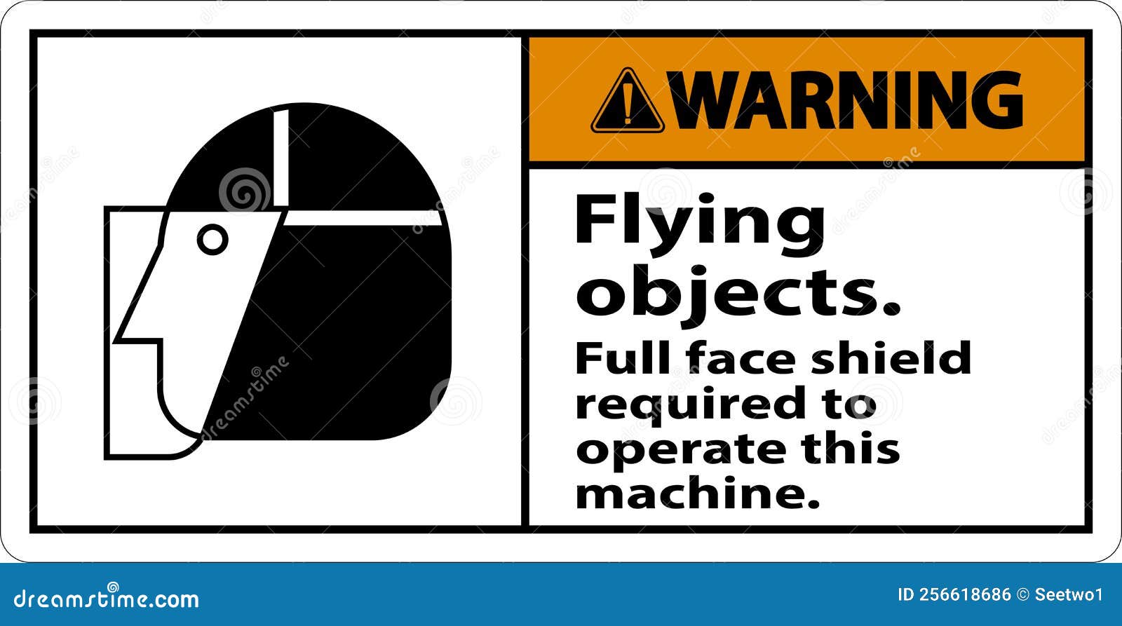 Warning Flying Object Face Shield Required Sign on White Background ...