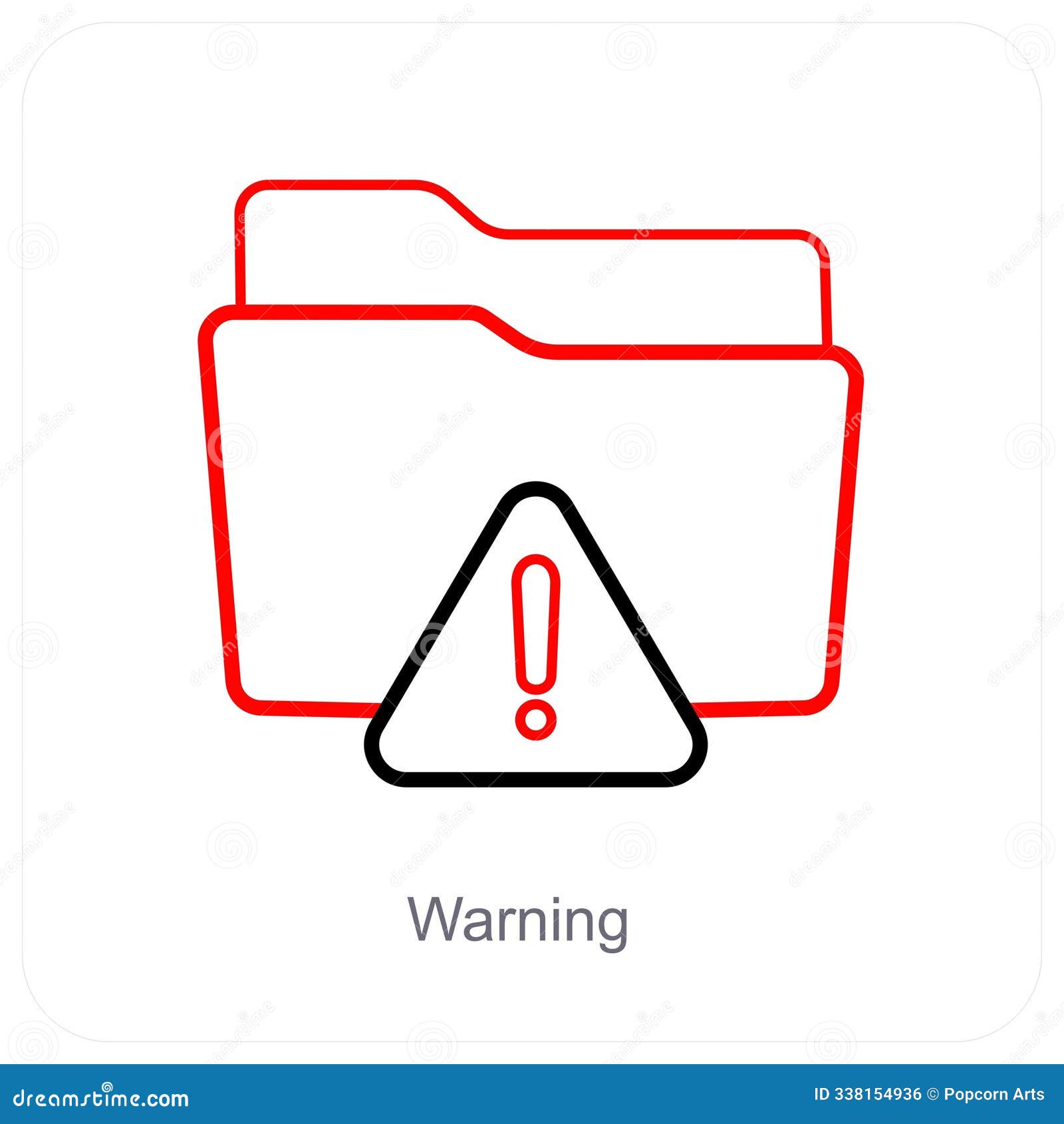 Warning and Folder Icon Concept Stock Illustration - Illustration of ...