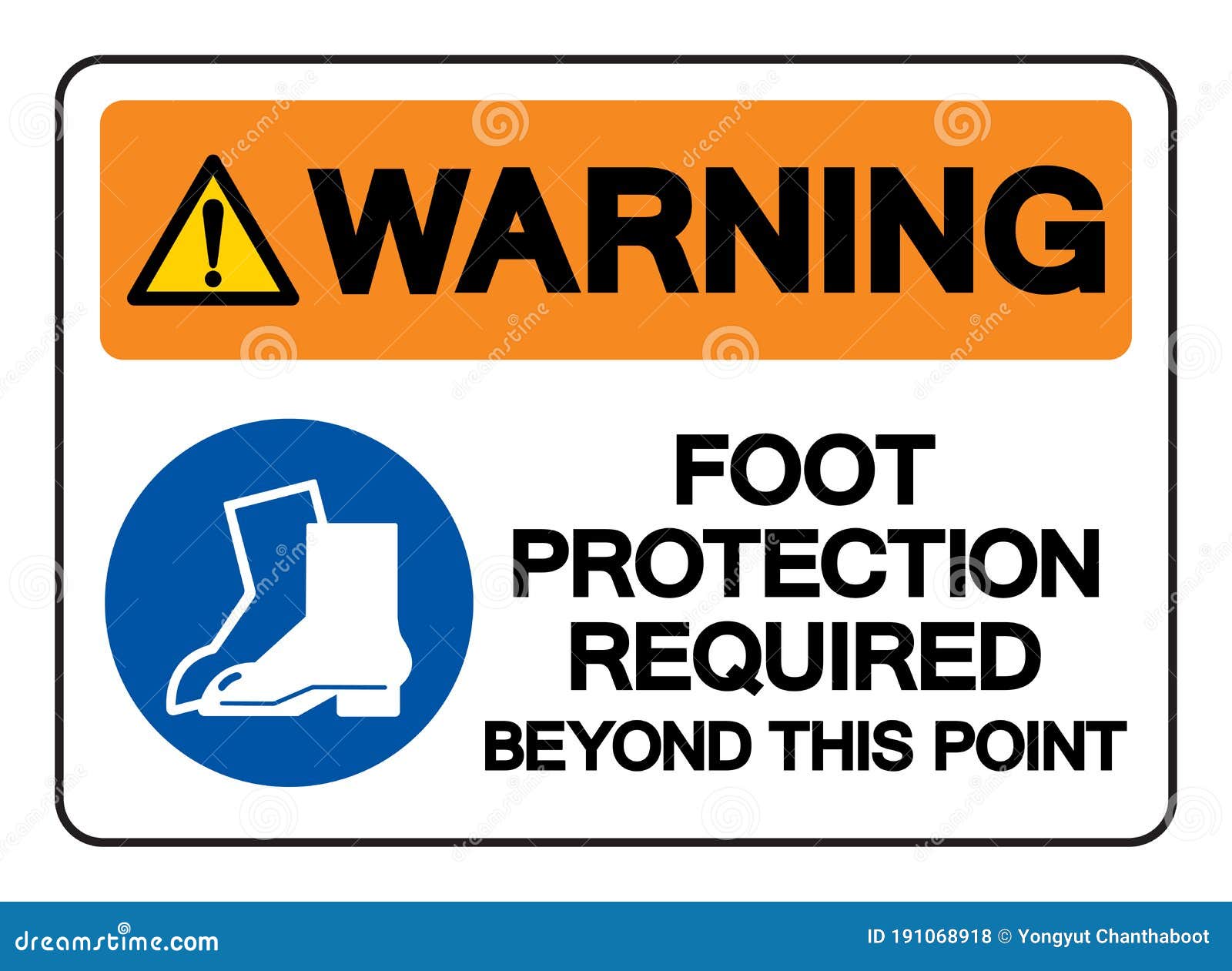 Warning Foot Protection Required Beyond this Point Symbol Sign, Vector ...