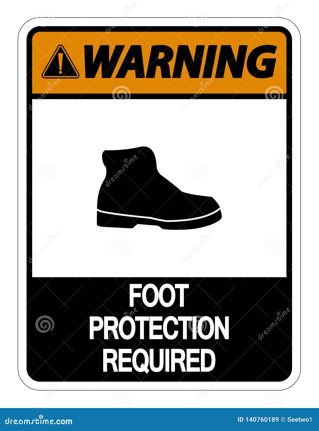 Symbol Warning Foot Protection Required Wall Sign on White Background ...