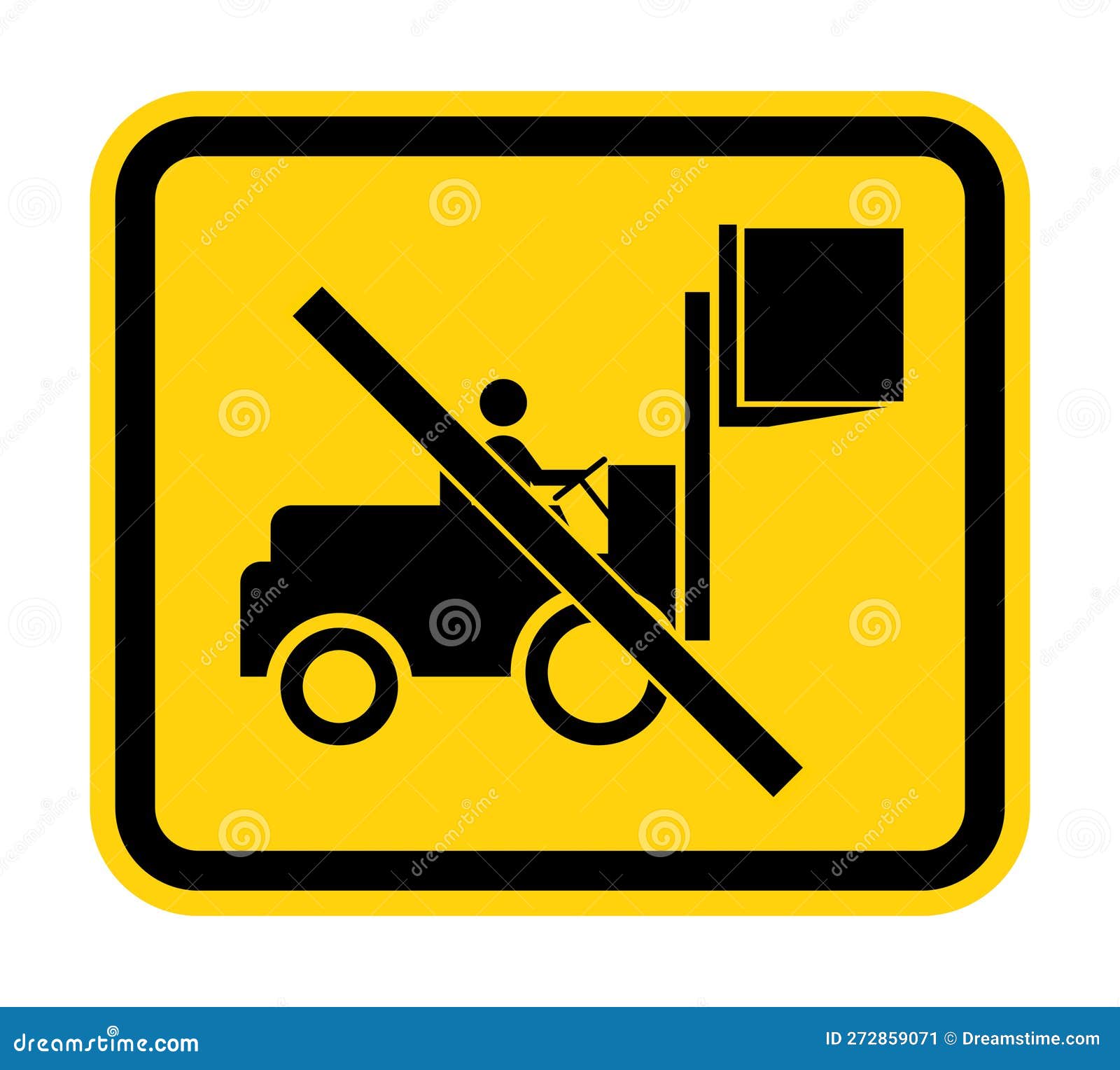 Warning Forklift Symbol, Do Not Drive With Raised Load Cartoon Vector ...