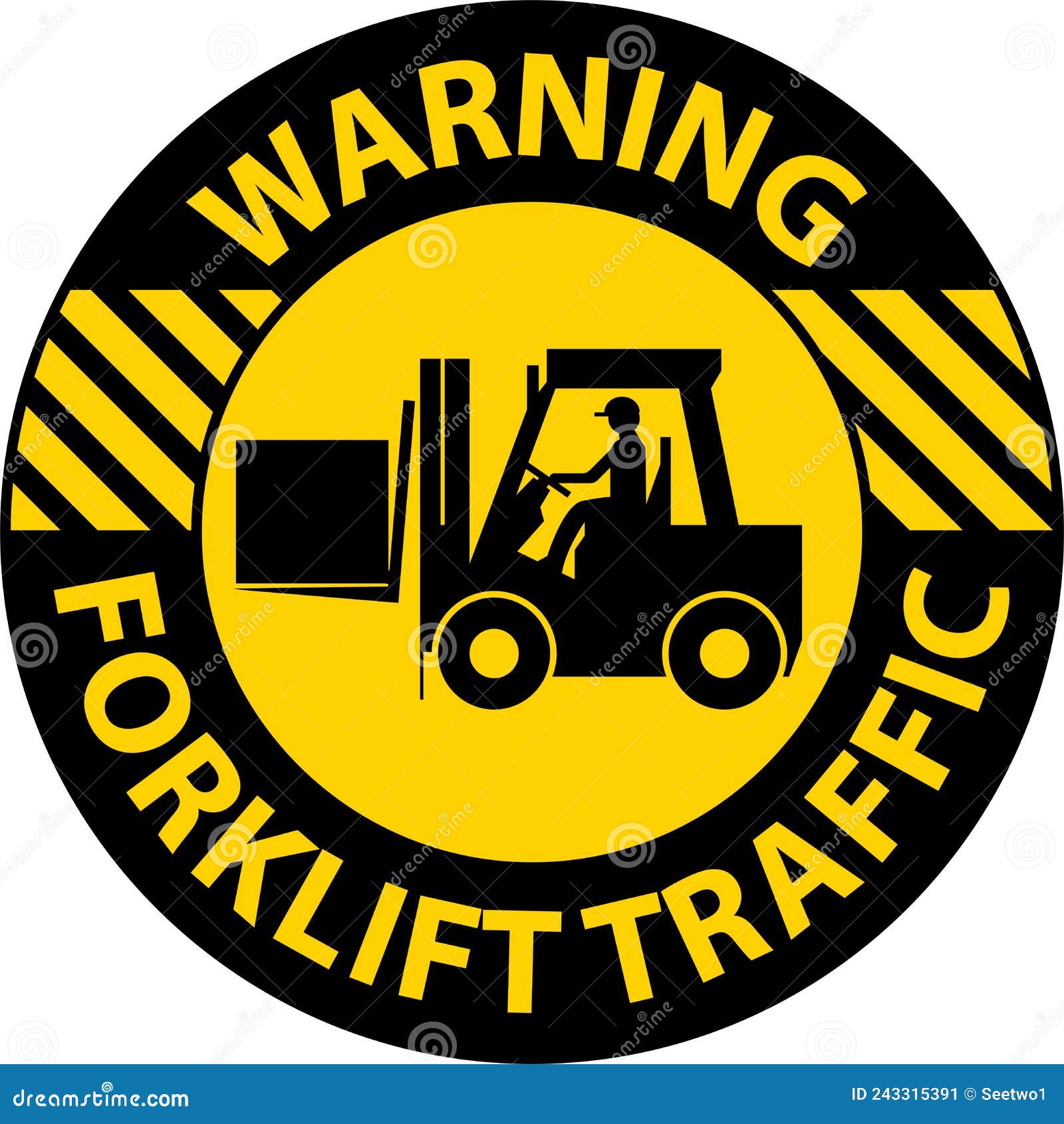 Warning Forklift Traffic Floor Sign on White Background Stock Vector ...