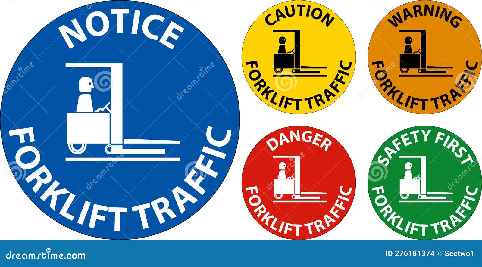 Warning Forklift Traffic Floor Sign on White Background Stock Vector ...