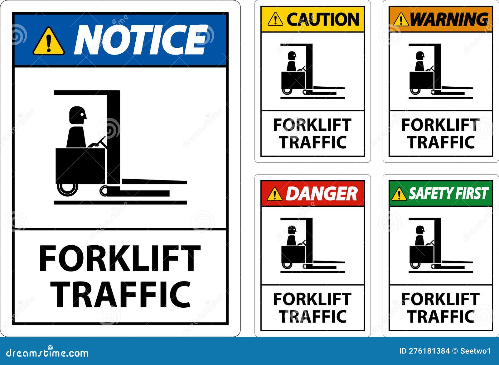 Warning Forklift Traffic Floor Sign On White Background Vector ...