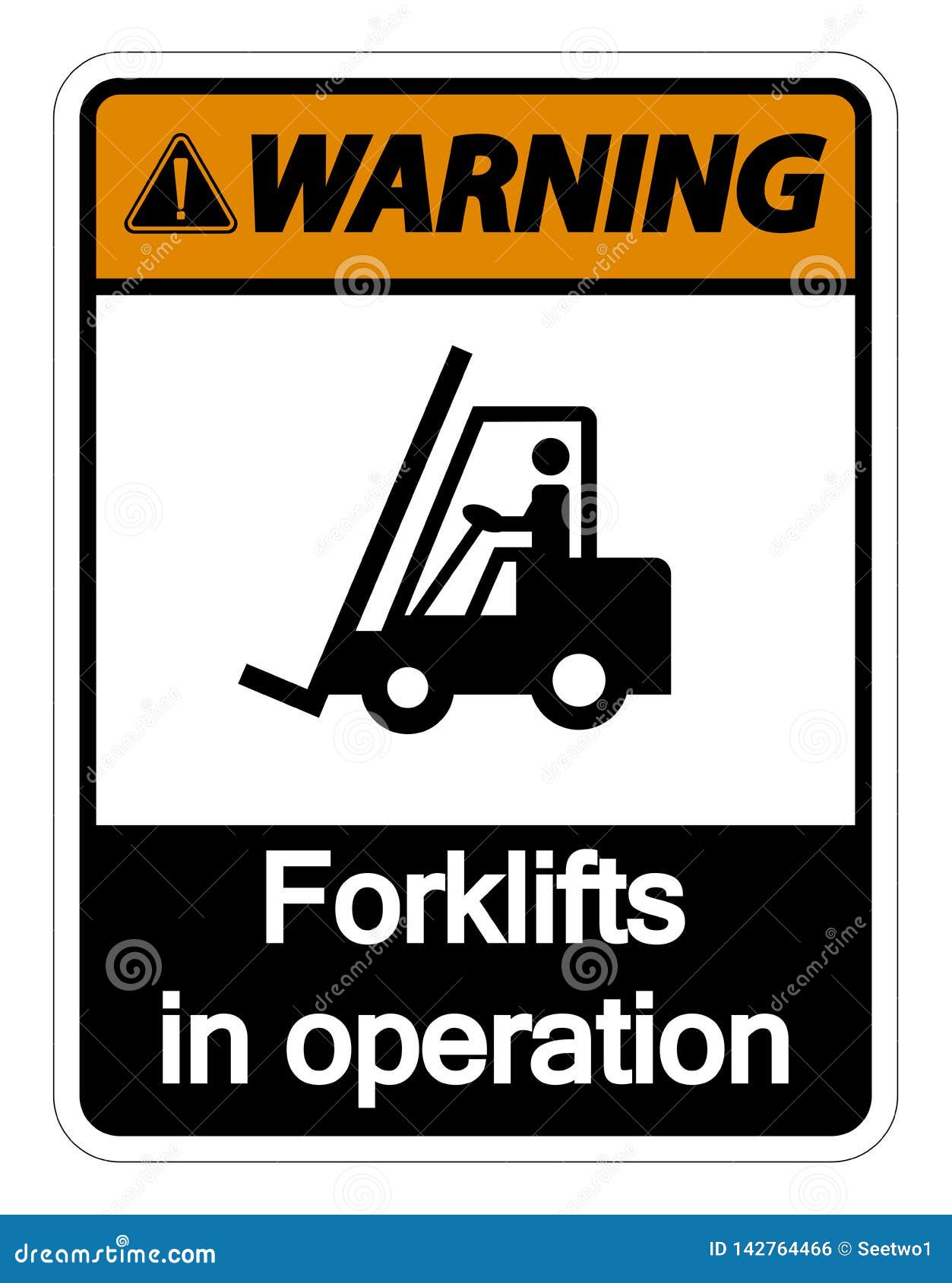 Symbol Warning Forklifts in Operation Sign on White Background Stock ...