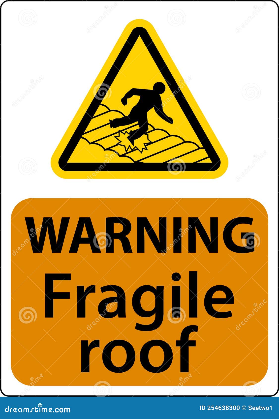 Warning Fragile Roof Sign on White Background Stock Vector ...