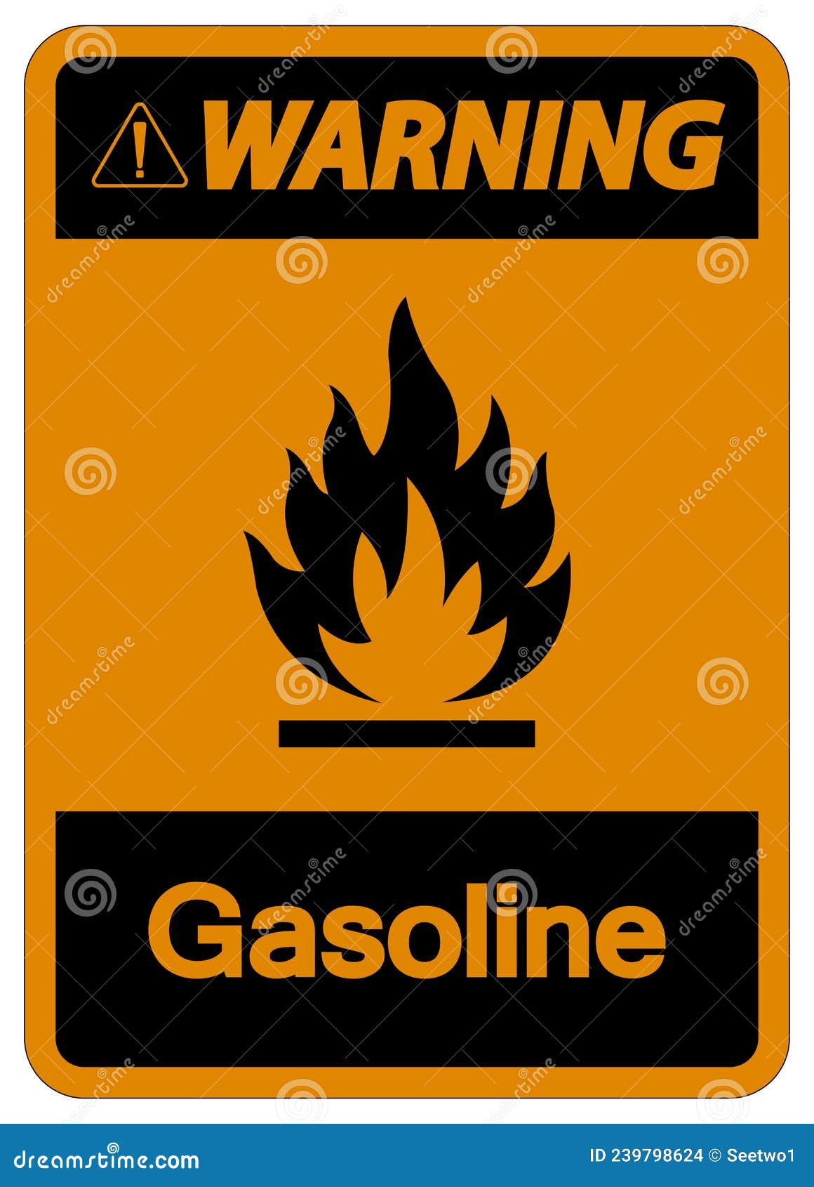 Warning Gasoline Symbol Sign on White Background Stock Vector ...