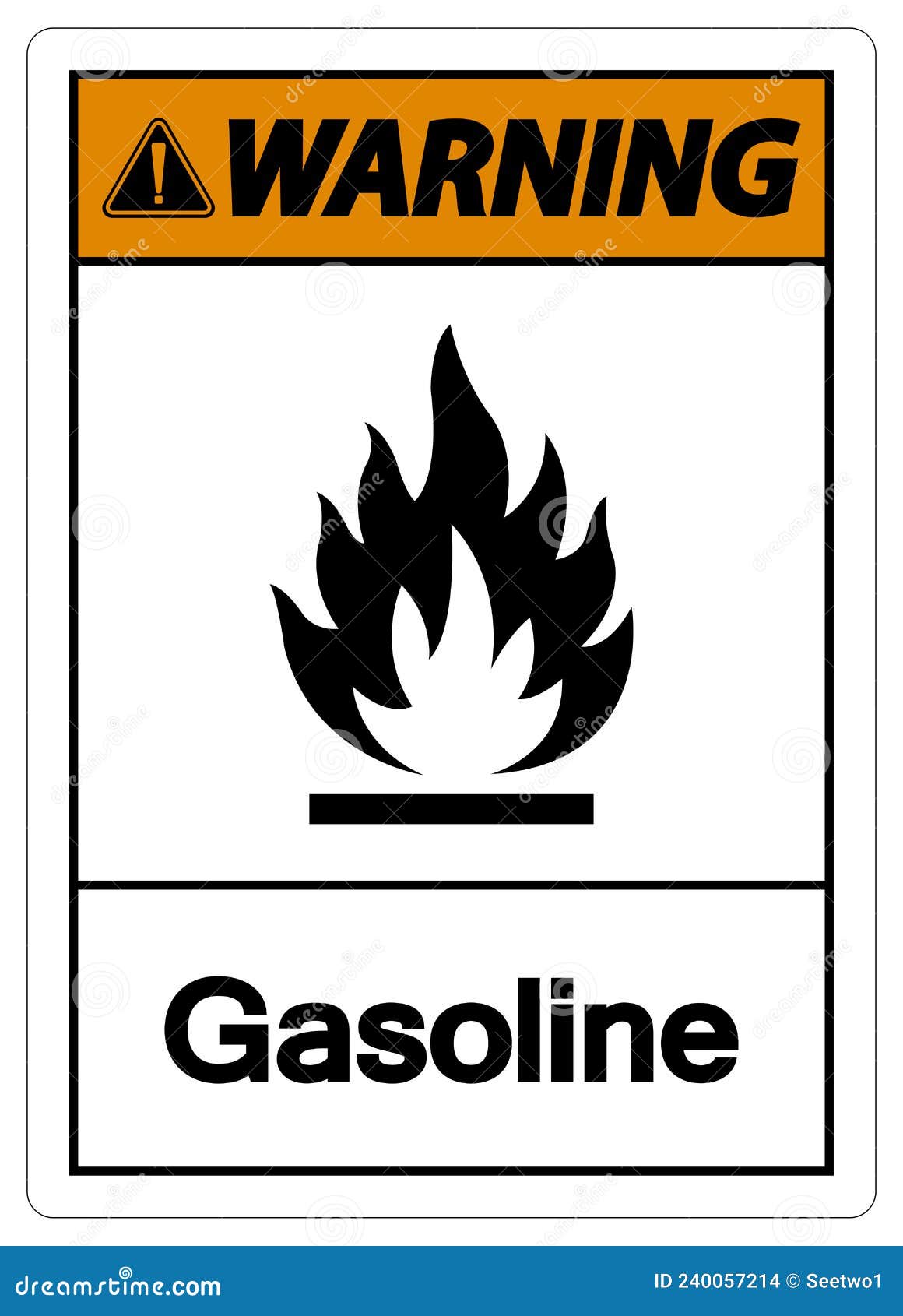 Warning Gasoline Symbol Sign on White Background Stock Vector ...