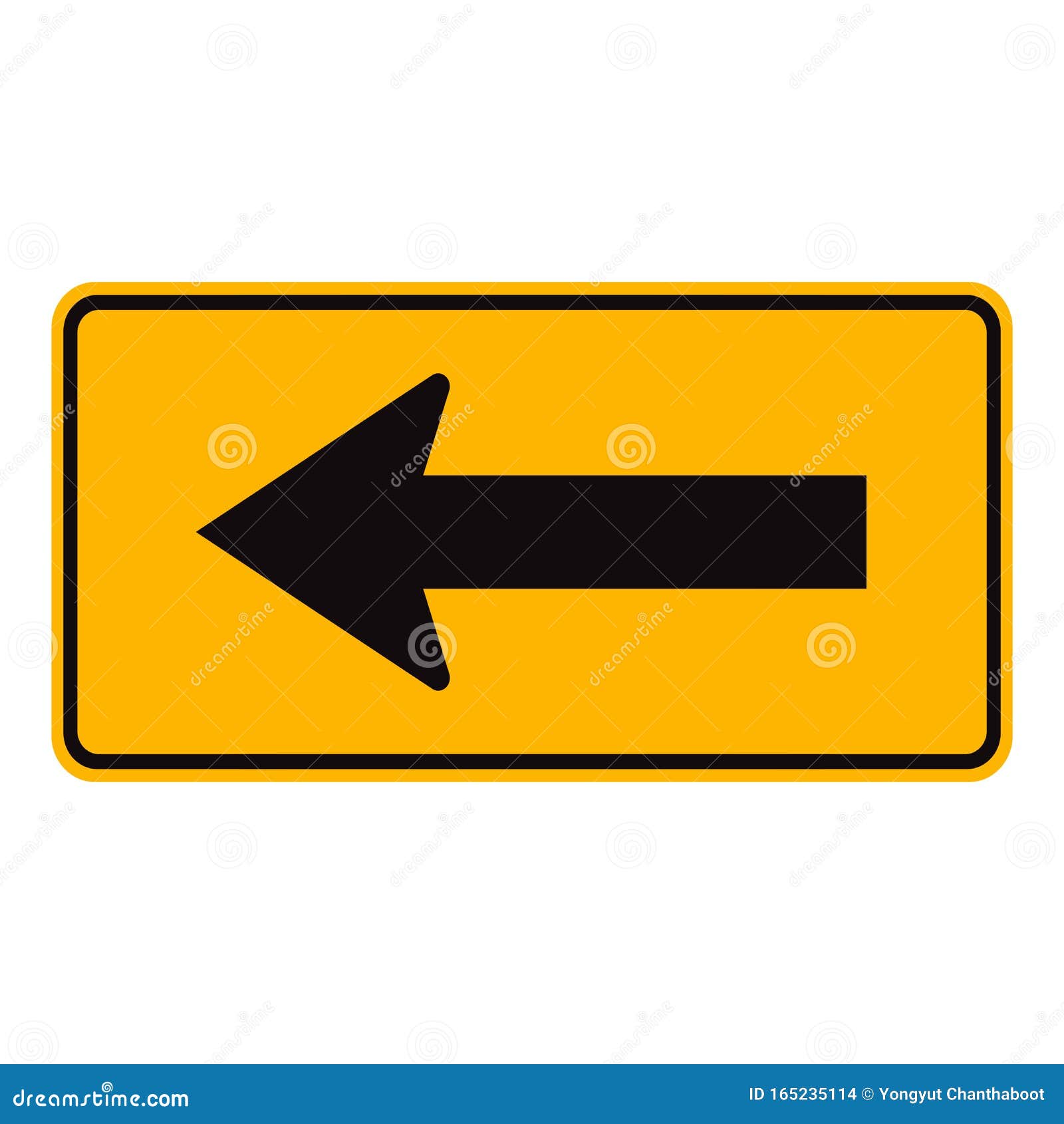 Warning Go Left by the Arrows Traffic Road Sign,Vector Illustration ...