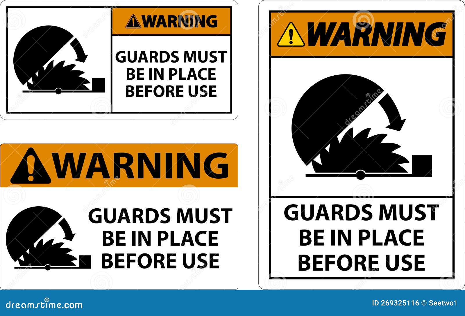 Warning Guards Must Be in Place Sign on White Background Stock Vector ...