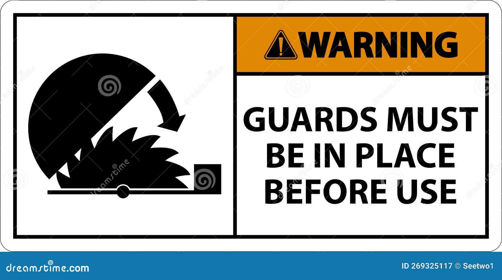Warning Guards Must Be in Place Sign on White Background Stock Vector ...