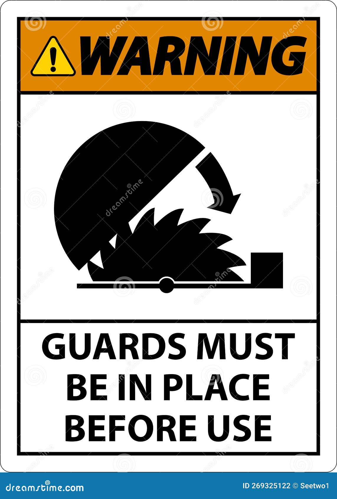 Warning Guards Must Be In Place Before Use Symbol Sign, Vector ...